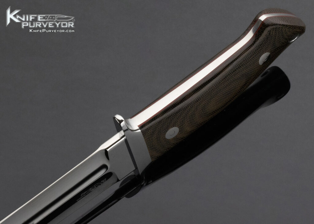 Bob Loveless Custom Knife Green Micarta Battle Knife "JM" - Knife Purveyor