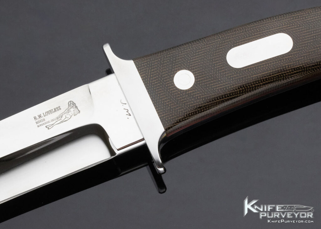 Bob Loveless Custom Knife Green Micarta Battle Knife "JM" - Knife Purveyor