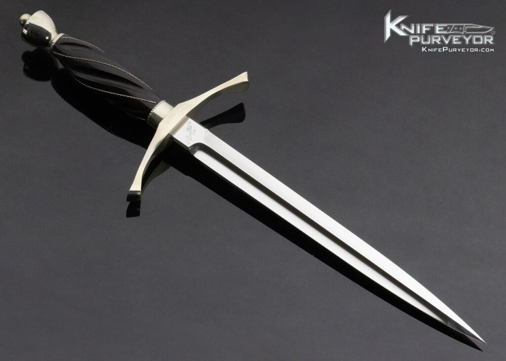 Dr. Fred Carter Custom Knife Fluted Ebony with Braided Wire Dagger ...