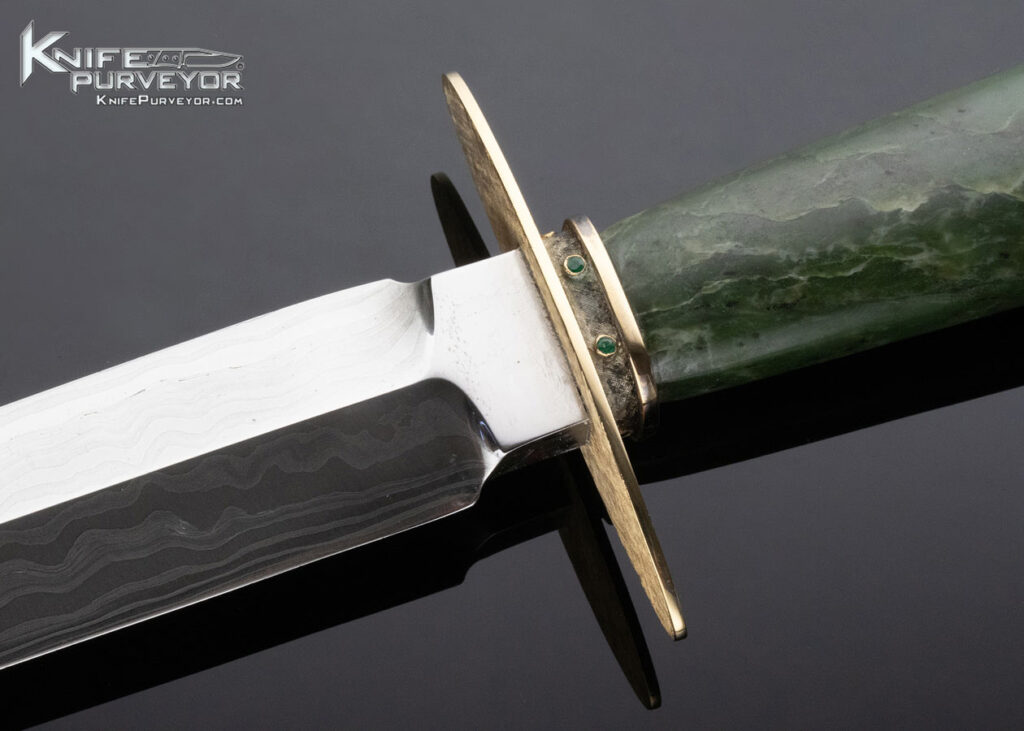 Bill Bagwell Custom Knife Sole Authorship Damascus, Gold, Emeralds and ...