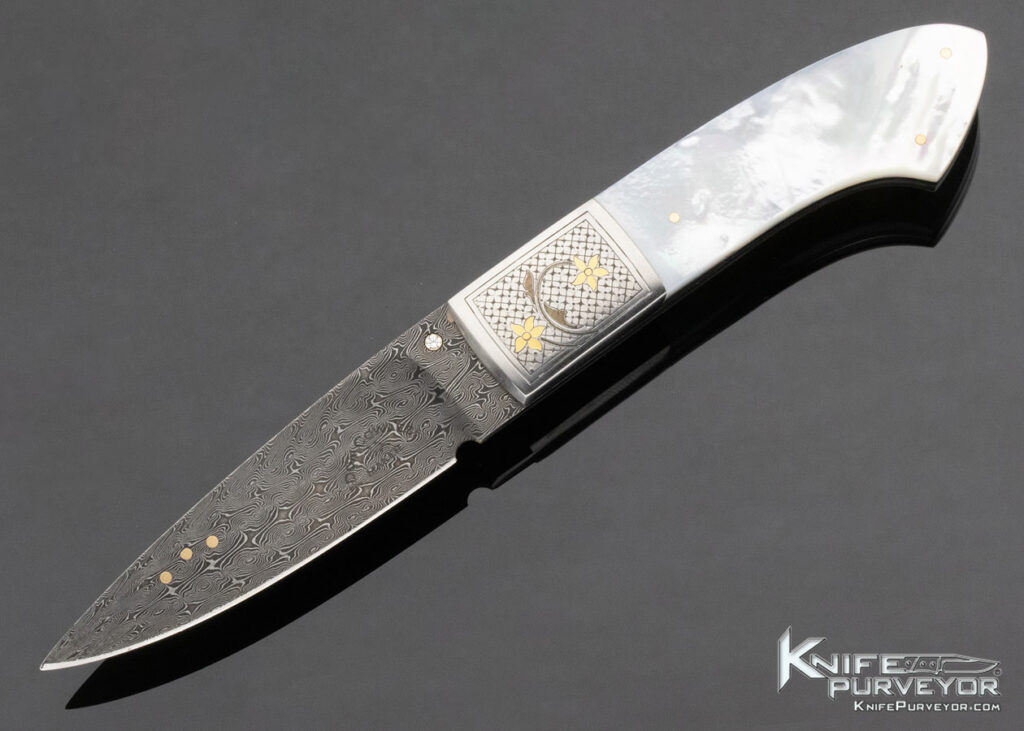 Don Cowles Custom Knife Jim Small Engraved Pearl and Damascus Gent's ...
