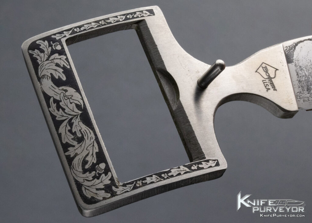 Bowen USA Tim Dillingham Etching Belt Buckle Knife - Knife Purveyor