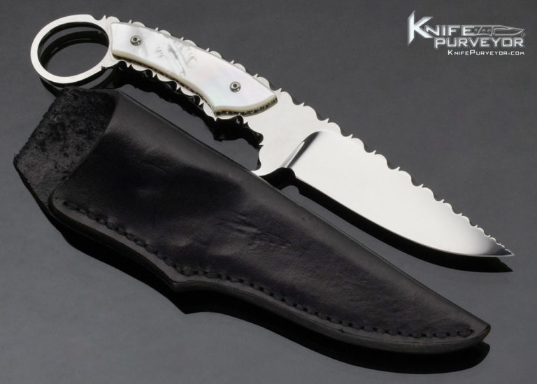 Steve Likarich Custom Knife Mother of Pearl Pinky Ring Fixed Blade ...