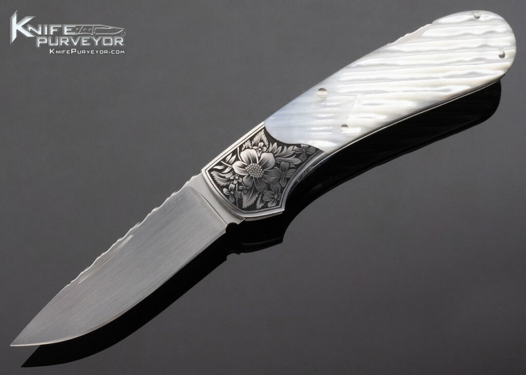 Joe Kious Custom Knife Tim George Engraved Fluted Mother of Pearl ...