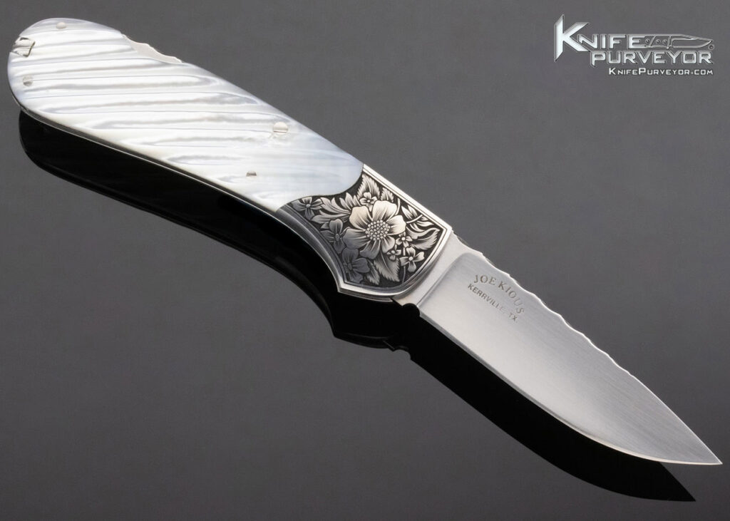 Joe Kious Custom Knife Tim George Engraved Fluted Mother of Pearl ...
