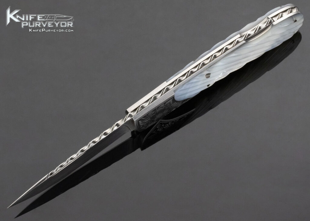 Joe Kious Custom Knife Tim George Engraved Fluted Mother of Pearl ...