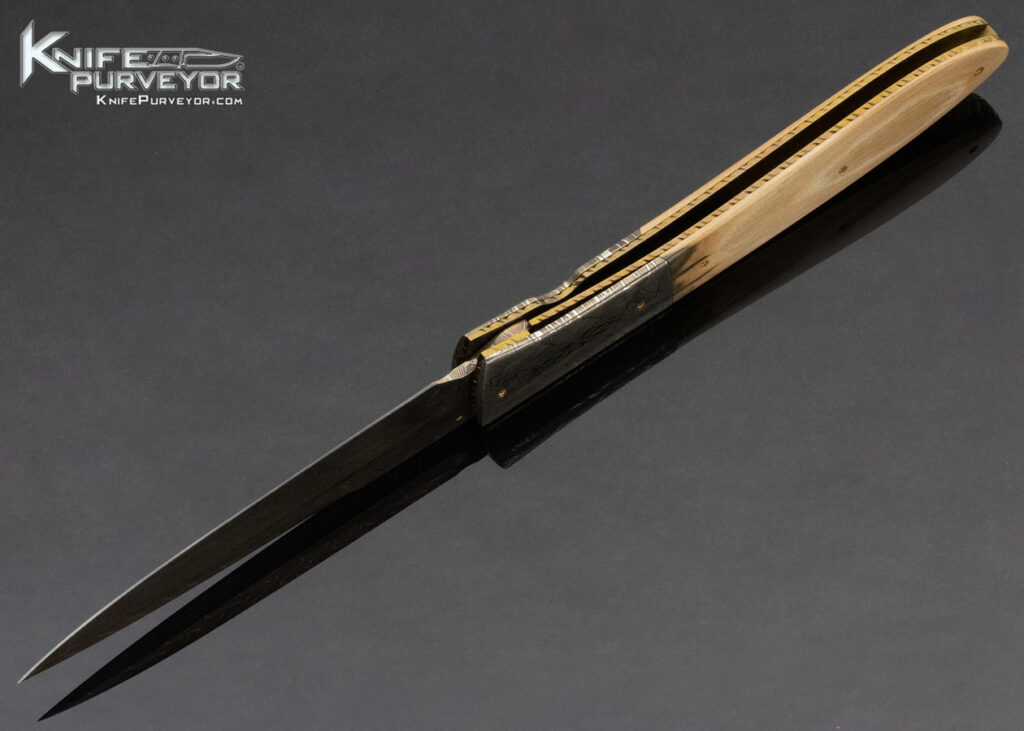 Don Maxwell Custom Knife Mammoth and Damascus Linerlock - Knife Purveyor