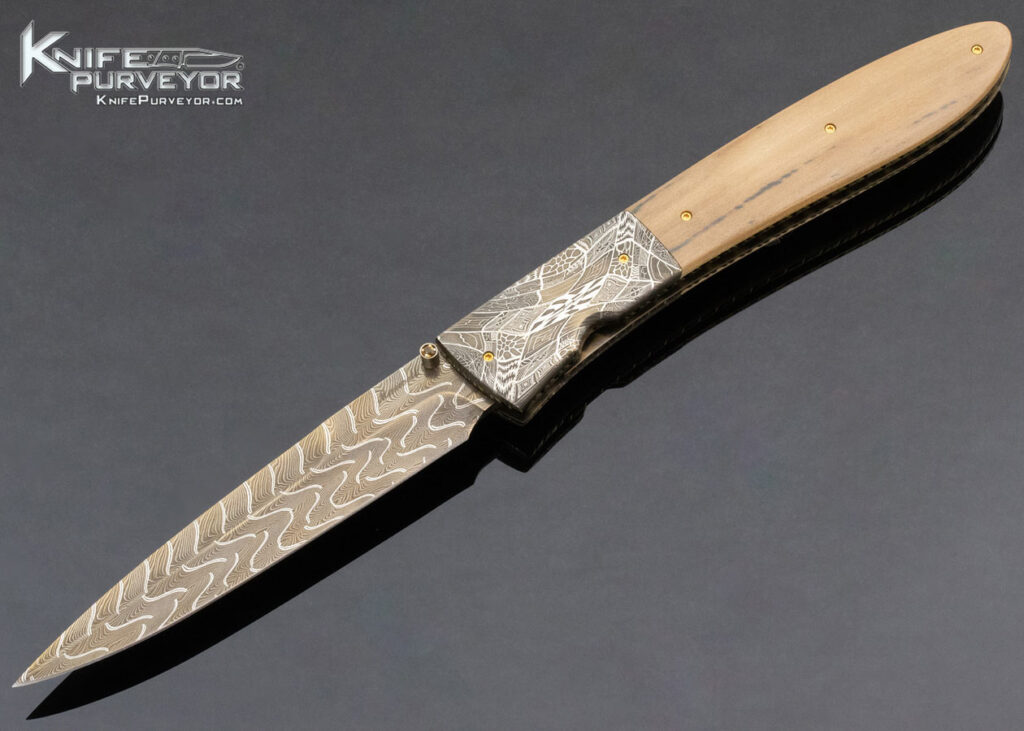 Don Maxwell Custom Knife Mammoth and Damascus Linerlock - Knife Purveyor