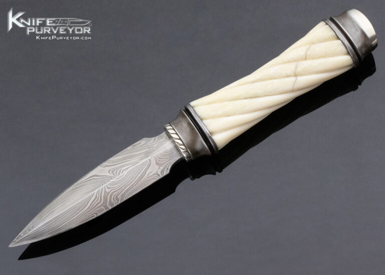 Kemal Custom Knife Fluted Walrus and Damascus Dagger - Knife Purveyor