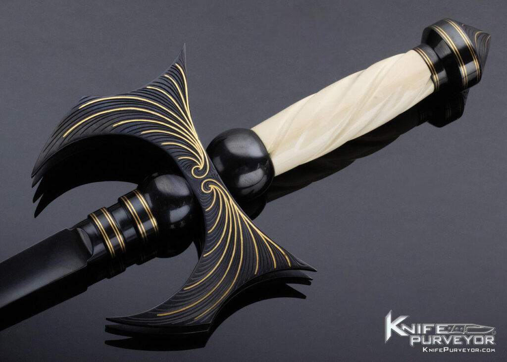 Dianna Casteel Custom Knife Fluted Mammoth and Blued Steel Tri-Edged ...