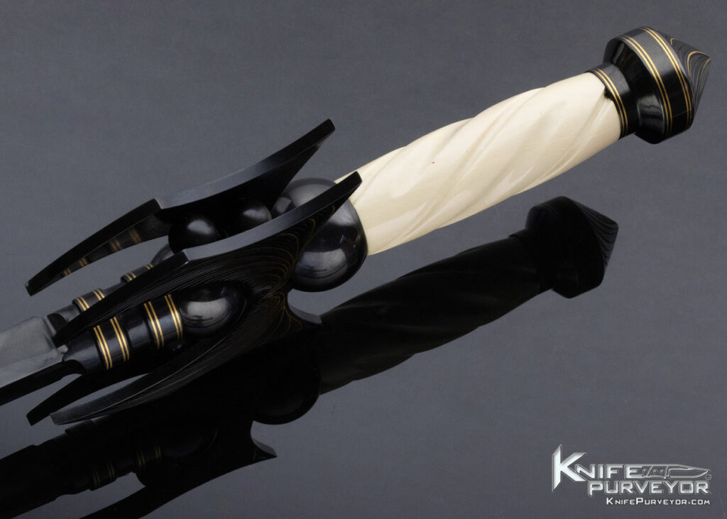 Dianna Casteel Custom Knife Fluted Mammoth and Blued Steel Tri-Edged ...