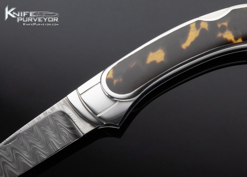 Ron Best Custom Knife Damasteel and Amber Interframe Lockback - Knife ...