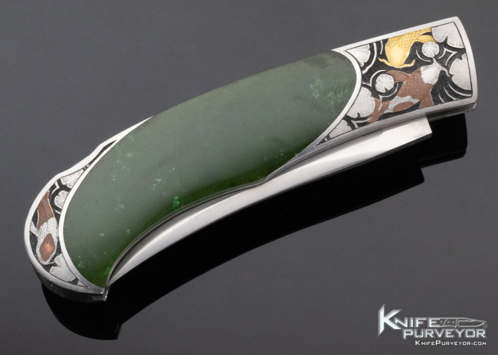 Tim Herman Custom Knife Engraved by Jon Robyn with Jade and Gold ...