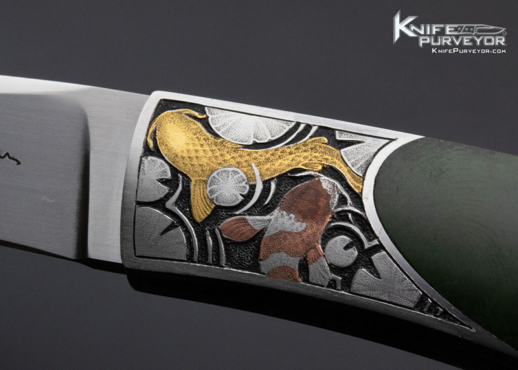 Tim Herman Custom Knife Engraved by Jon Robyn with Jade and Gold ...