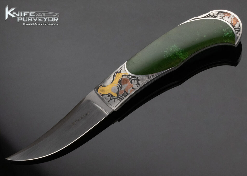 Tim Herman Custom Knife Engraved by Jon Robyn with Jade and Gold ...