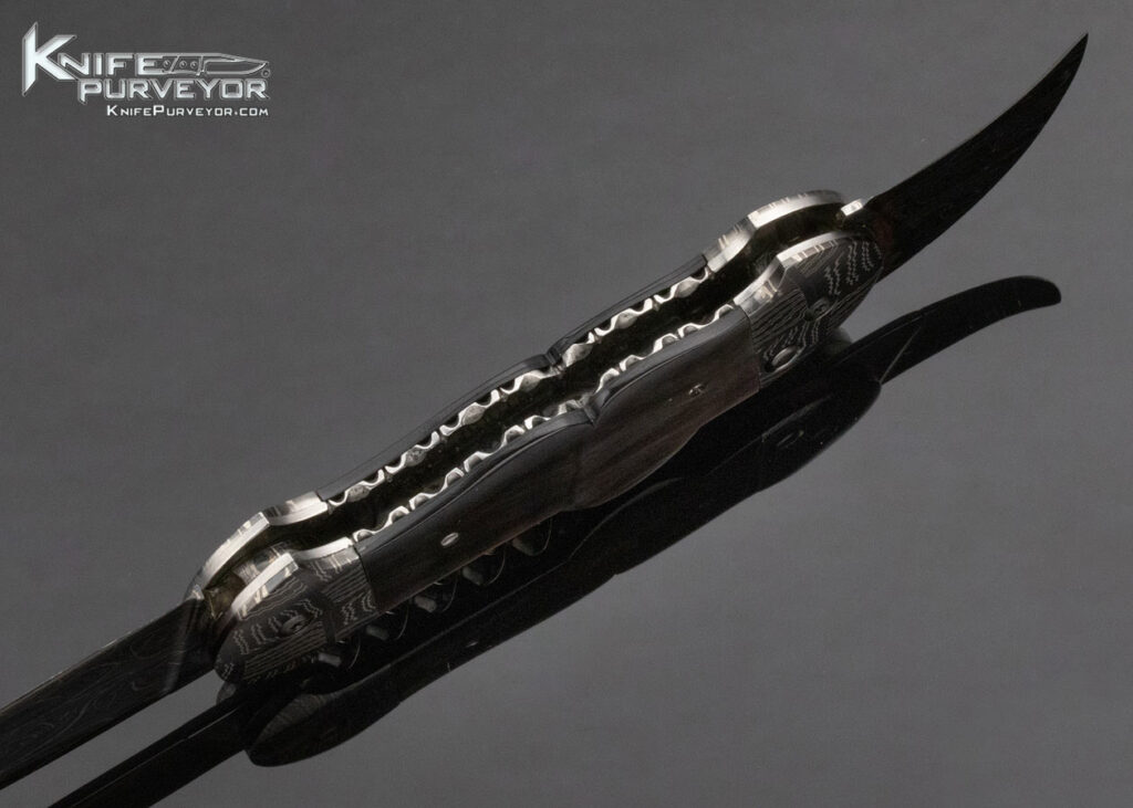 Phil Booth Custom Knife Blued Damascus and Black Lip Pearl Double ...