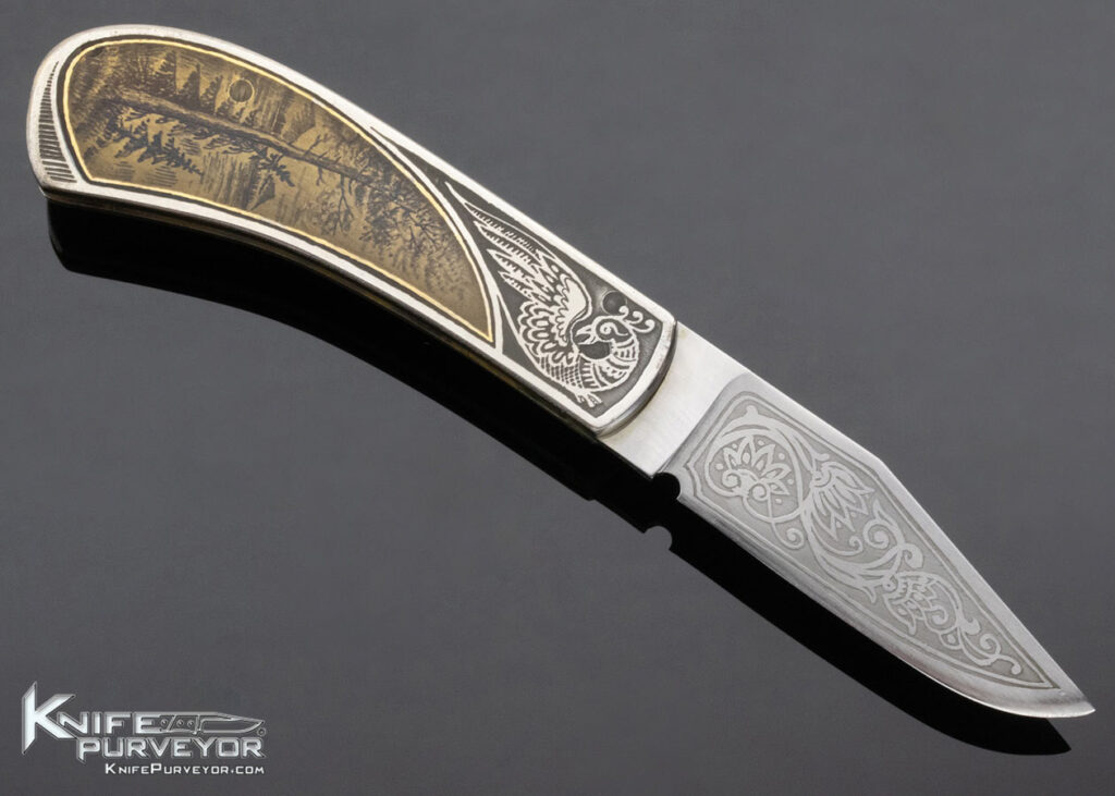 Jerry Fisk Custom Knife Engraved Friction Folder with Hand Etchings by ...