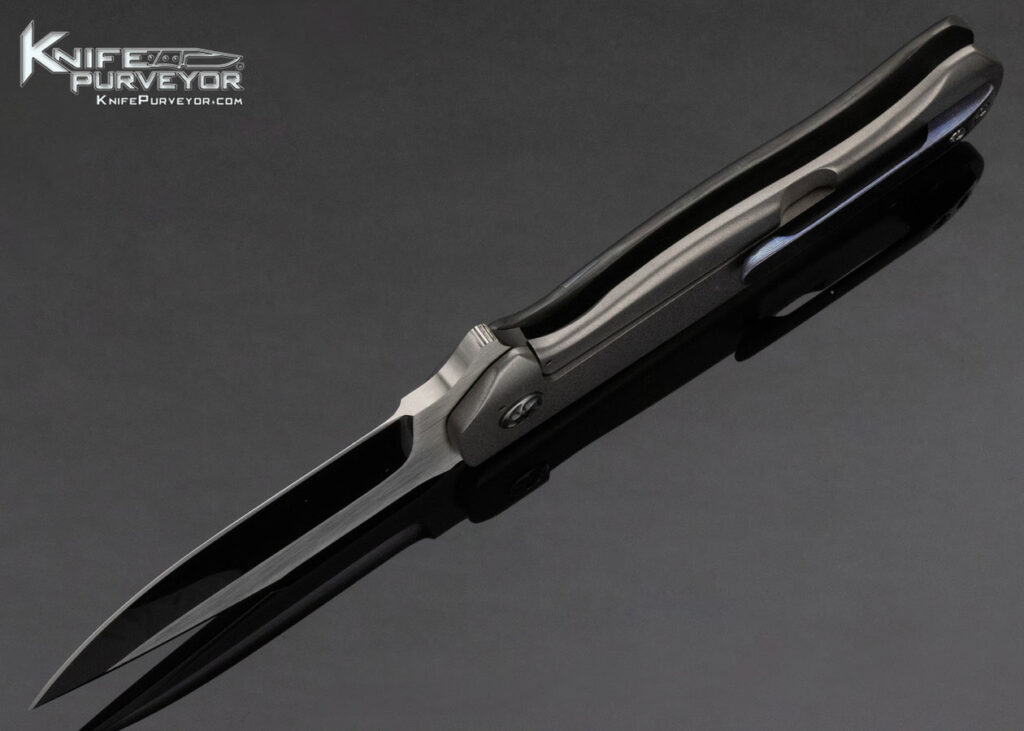 Chad Nell Custom Knife Zirconium and Frame Lock Flipper with White ...