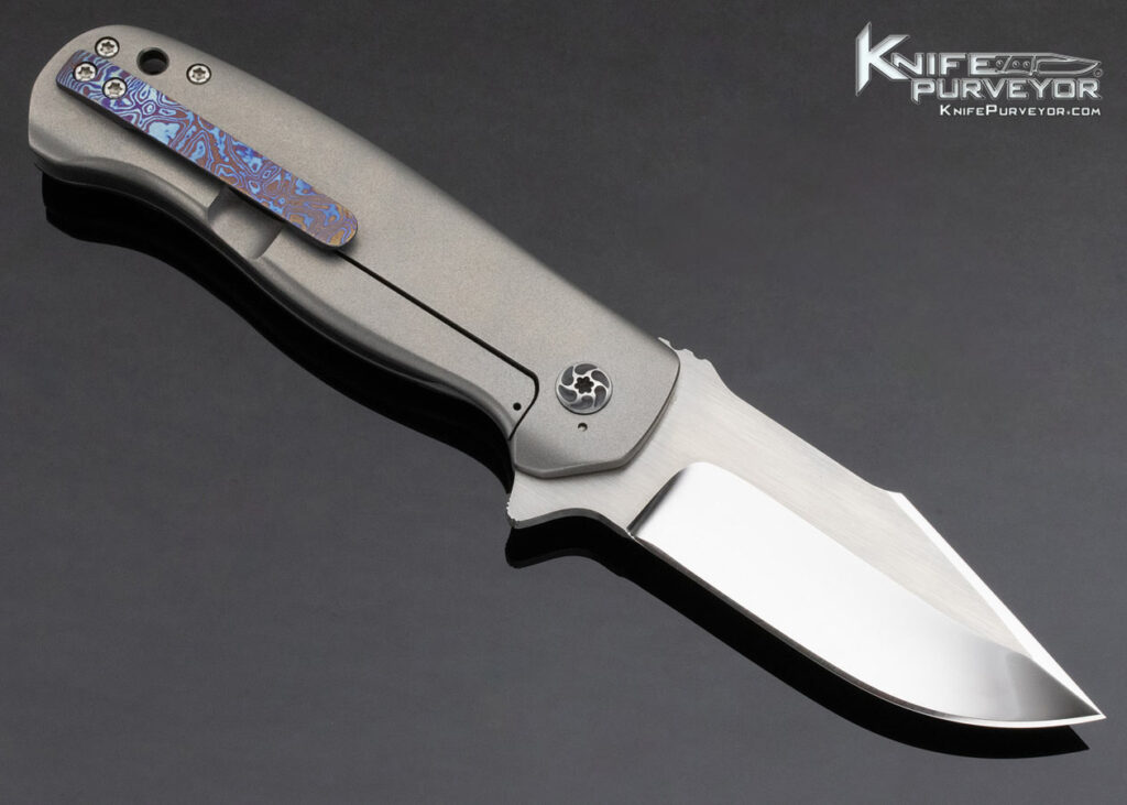 Chad Nell Custom Knife Zirconium and Frame Lock Flipper with White ...
