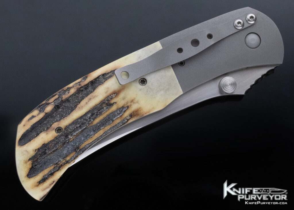 Aaron Frederick Custom Knife Stag and Titanium Linerlock - Knife Purveyor