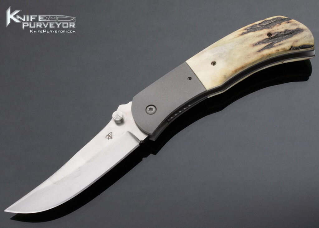 Aaron Frederick Custom Knife Stag and Titanium Linerlock - Knife Purveyor