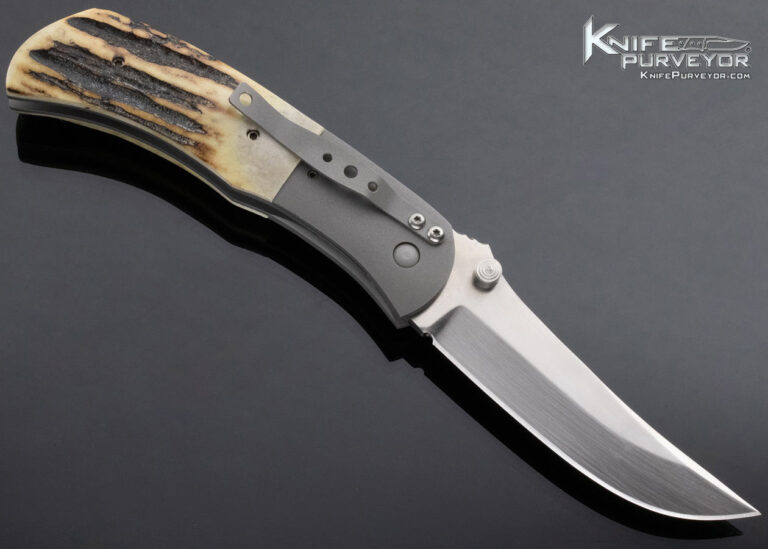 Aaron Frederick Custom Knife Stag & Titanium Linerlock - Knife Purveyor