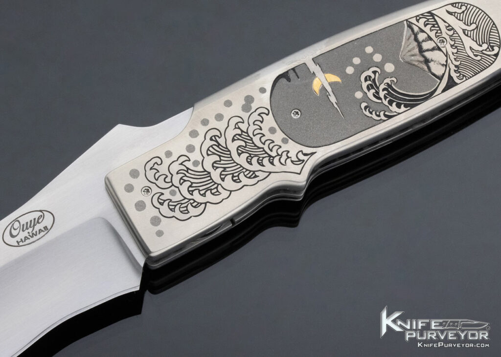 Keith Ouye Custom Knife CJ Cai Engraved Titanium Flipper Linerlock ...