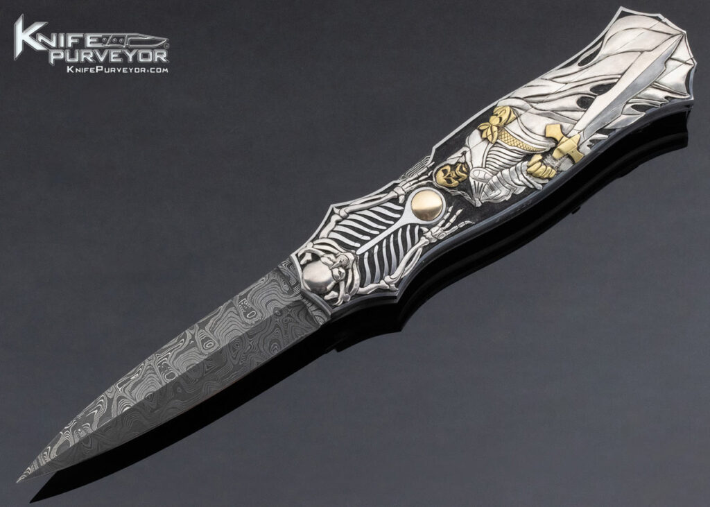 Joe Kious Custom Knife Ron Skaggs Engraved Skellington and Warrior ...