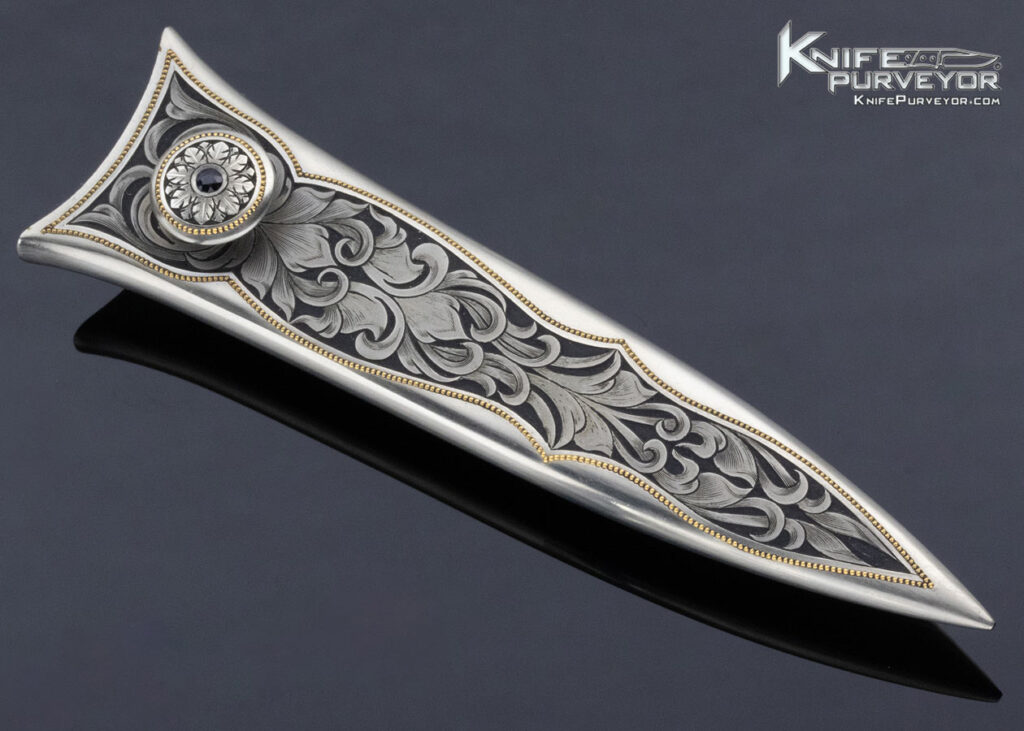 Don Lozier Custom Knife Blue Mammoth Dagger with Scabbard Engraved by ...