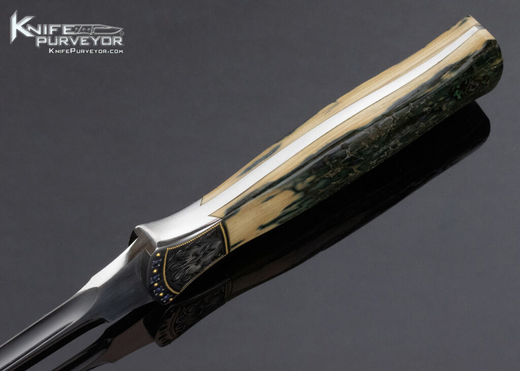 Don Lozier Custom Knife Blue Mammoth Dagger with Scabbard Engraved by ...