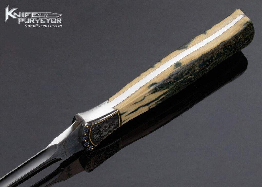 Don Lozier Custom Knife Blue Mammoth Dagger with Scabbard Engraved by ...