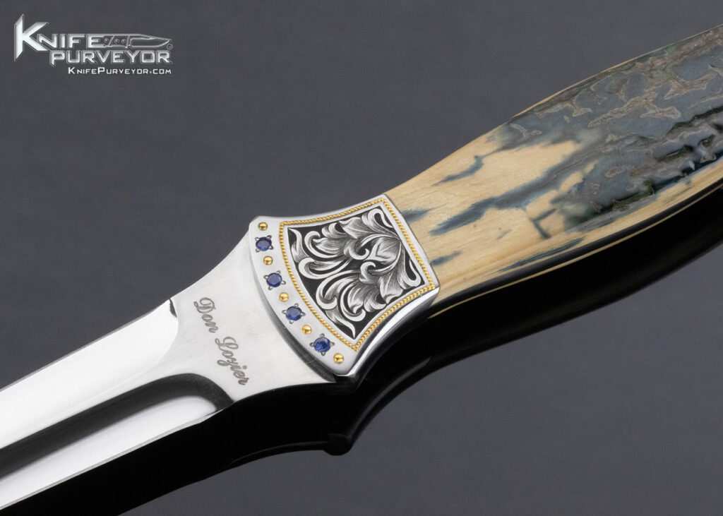 Don Lozier Custom Knife Blue Mammoth Dagger with Scabbard Engraved by ...
