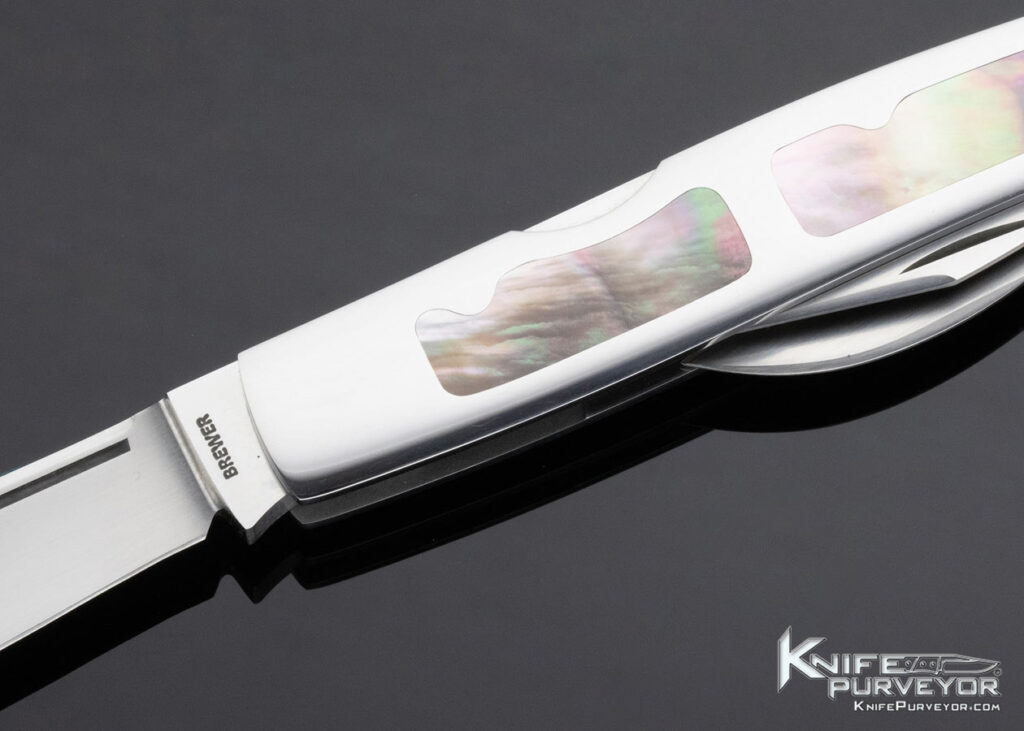Craig Brewer Custom Knife Blacklip Pearl 3 Blade Lockback Whittler ...