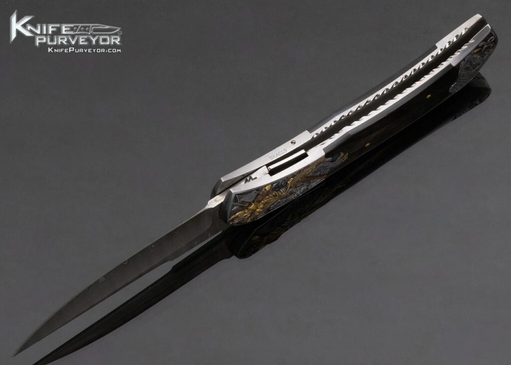 Matthew Lerch Custom Knife Ron Skaggs Engraved Damascus and Blacklip ...