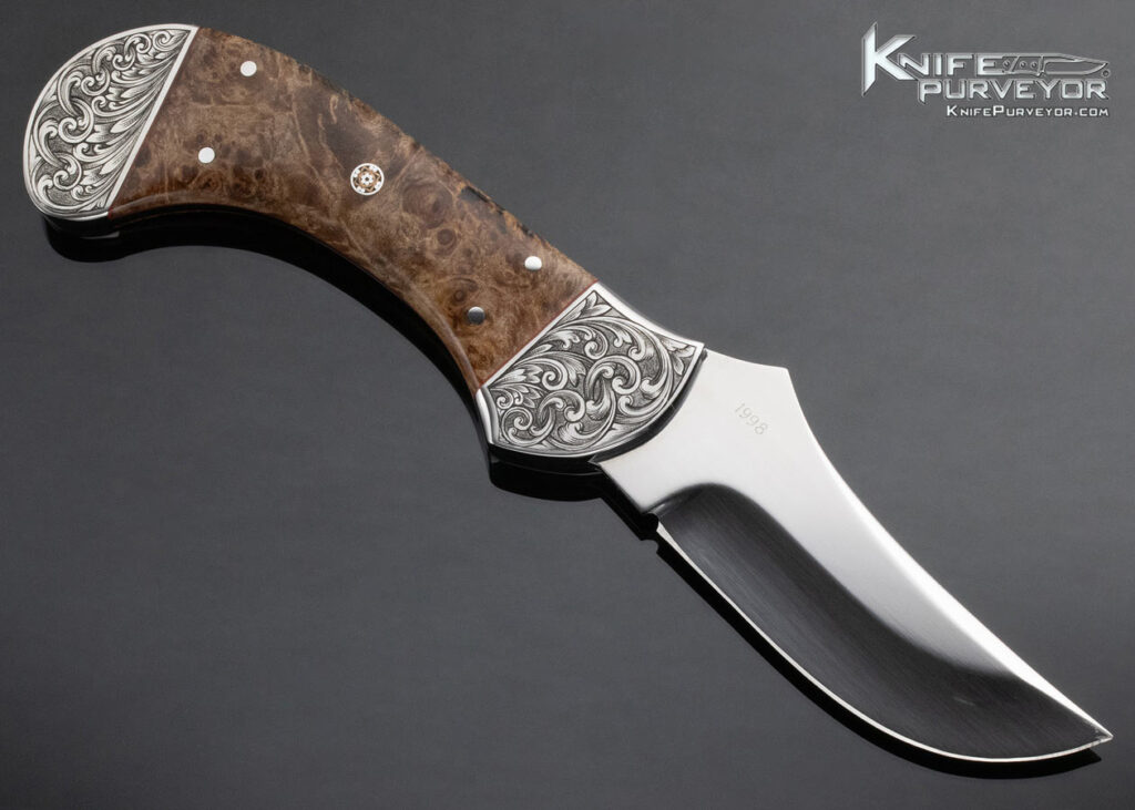 Wayne Whittaker Custom Knife Engraved by Joe Rundell Birdseye Maple ...