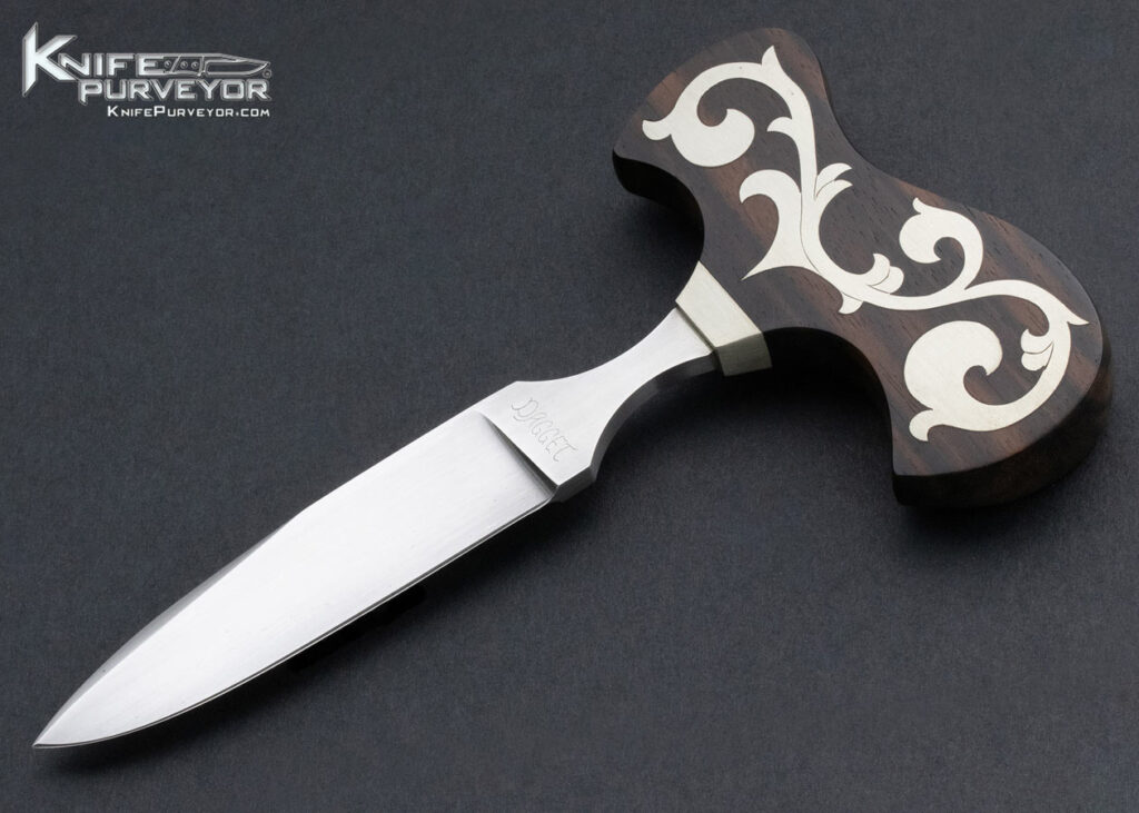 Dan Dagget Custom Knife Desert Ironwood with Silver Inlays Push Dagger ...