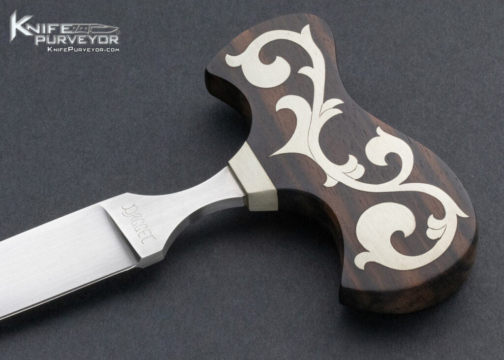Dan Dagget Custom Knife Desert Ironwood with Silver Inlays Push Dagger ...