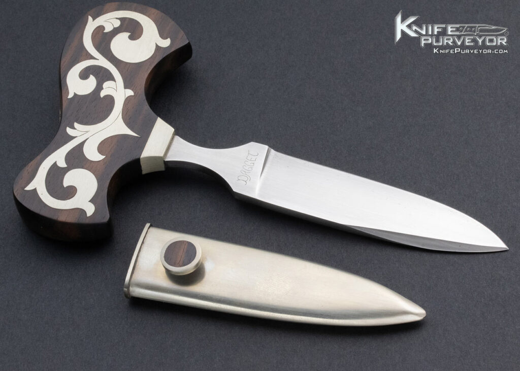 Dan Dagget Custom Knife Desert Ironwood with Silver Inlays Push Dagger ...