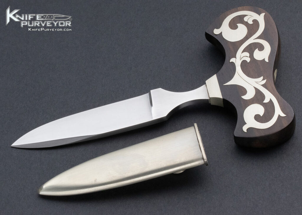 Dan Dagget Custom Knife Desert Ironwood with Silver Inlays Push Dagger ...
