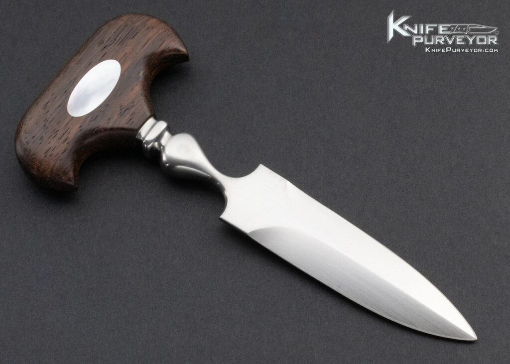 David Shaw Custom Knife Mother of Pearl Inlaid Wood Push Dagger with ...