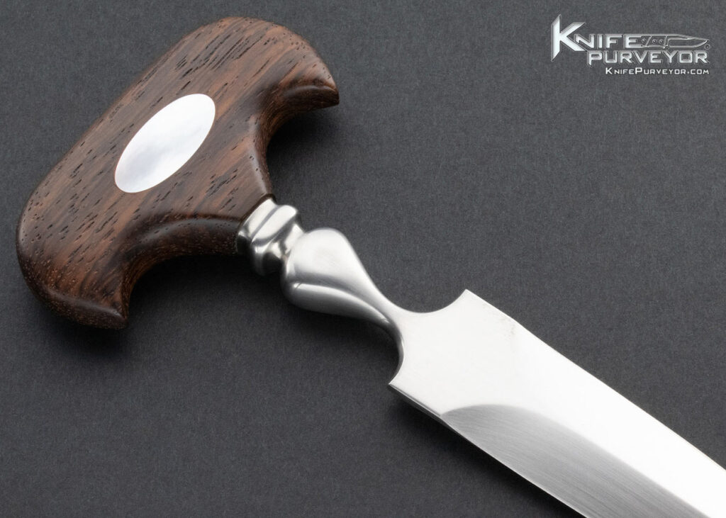 David Shaw Custom Knife Mother of Pearl Inlaid Wood Push Dagger with ...