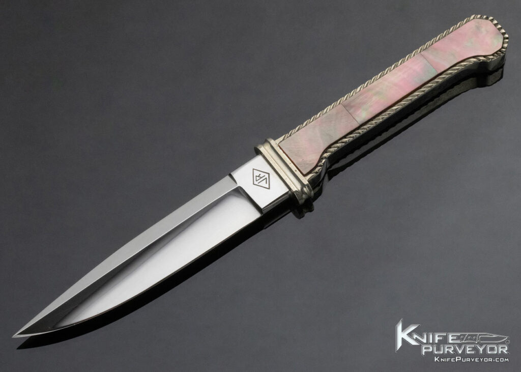 Jerry Rados Custom Knife Six Black Lip Pearl Inlays Fixed Blade - Knife ...