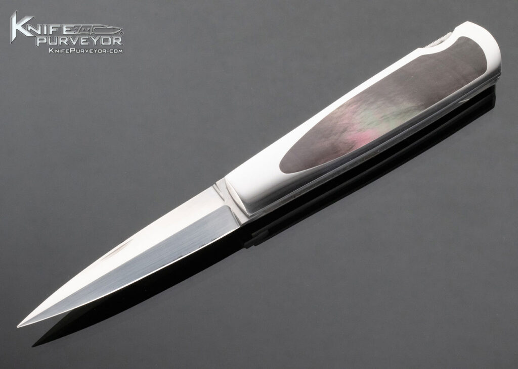 Joe Kious Custom Knife Black Lip Pearl Interframe Lockback Dagger ...