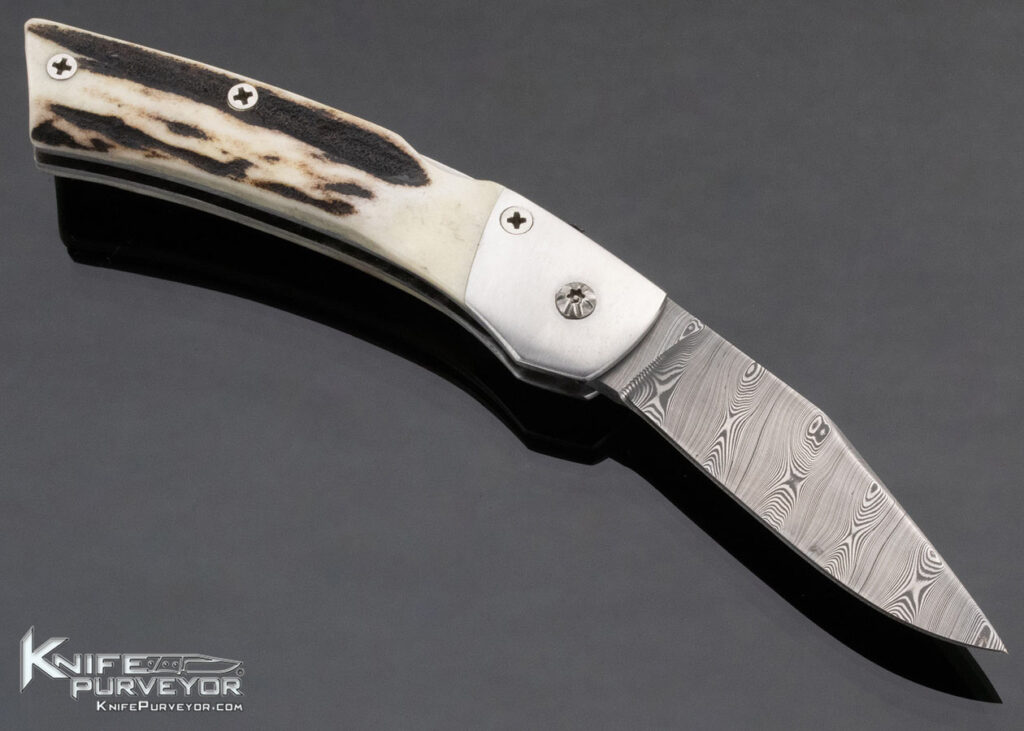Murray Sterling Custom Knife Damascus & Stag Lockback Release Automatic ...