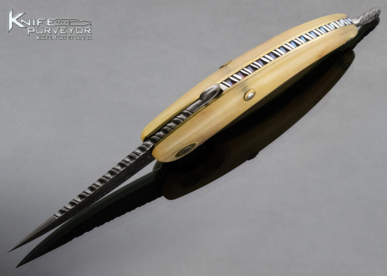 Wayne Goddard Custom Knife Damascus and Horn Friction Folder - Knife ...