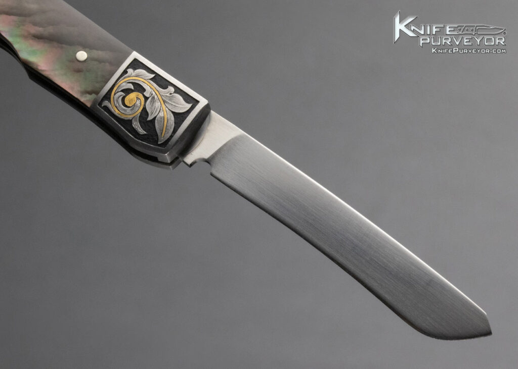 Jess Horn Custom Knife Joe Mason Engraved 2 Blade Black Lip Pearl Slip ...