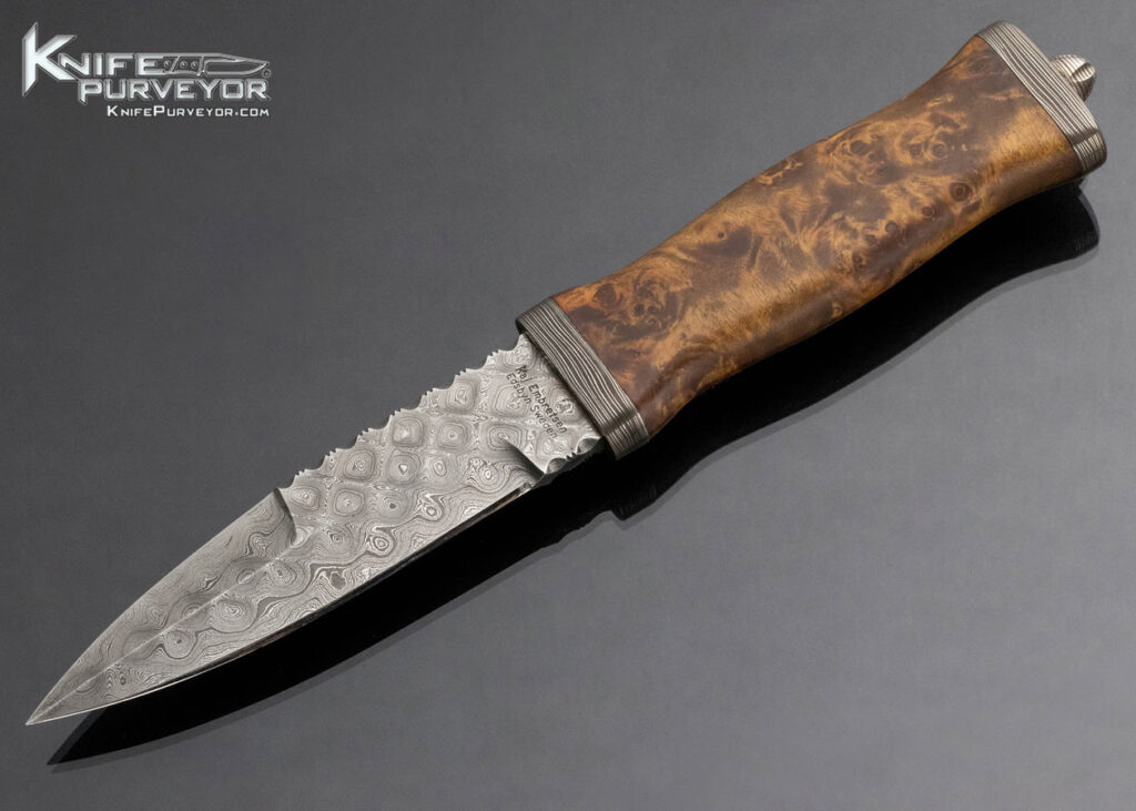 Kay Embretsen Custom Knife Sole Authorship Damascus Burlwood Boot Knife ...