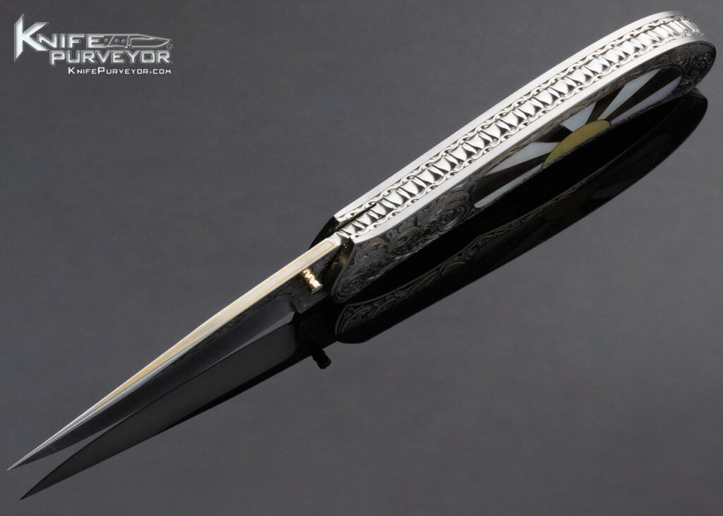 John W. Smith Custom Knife Engraved Sunburst Interframe Linerlock with 24Kt Gold Inlays - Knife ...