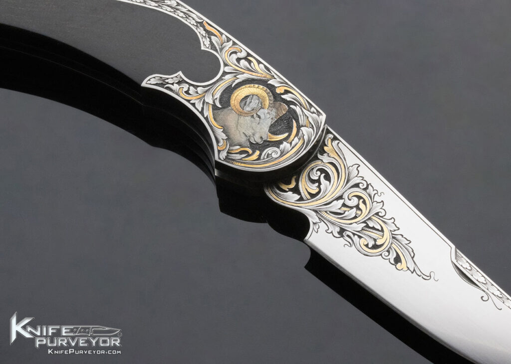 Ron Smith Custom Knife Sole Authorship Engraved Big Horn Sheep Lockback ...