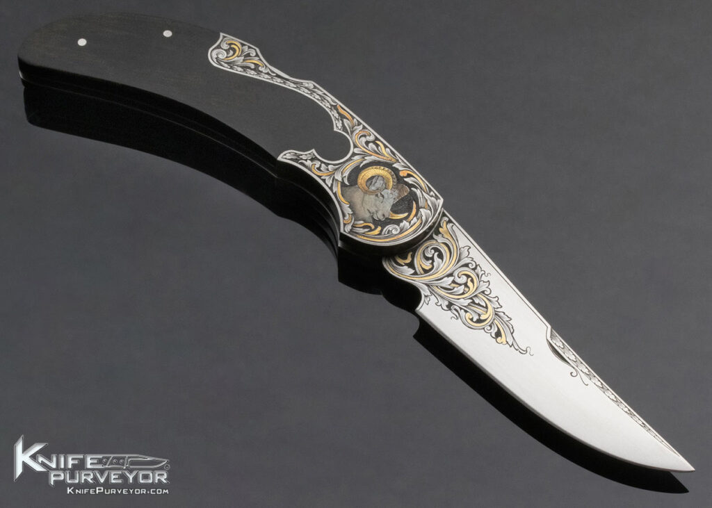 Ron Smith Custom Knife Sole Authorship Engraved Big Horn Sheep Lockback ...
